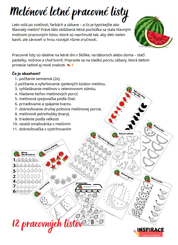 Melónové letné pracovné listy 🍉 - Grafomotorika | UčiteliaUčiteľom.sk